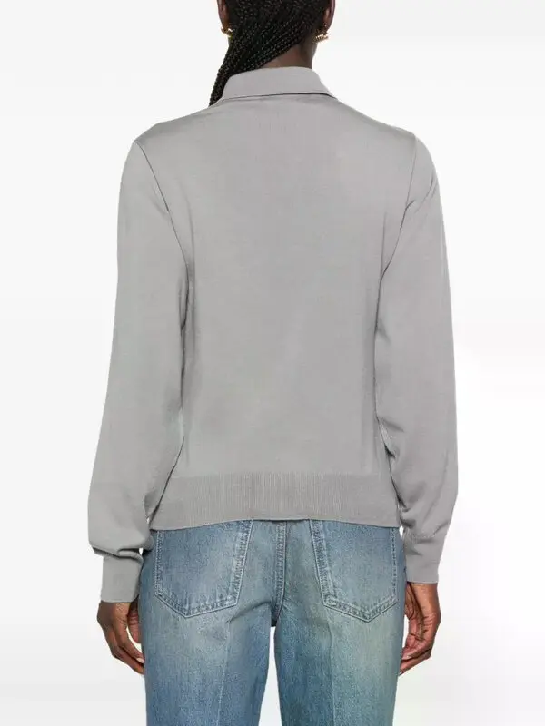 Valentino Garavani Tie-neck Button-up Polo Shirt - Grey