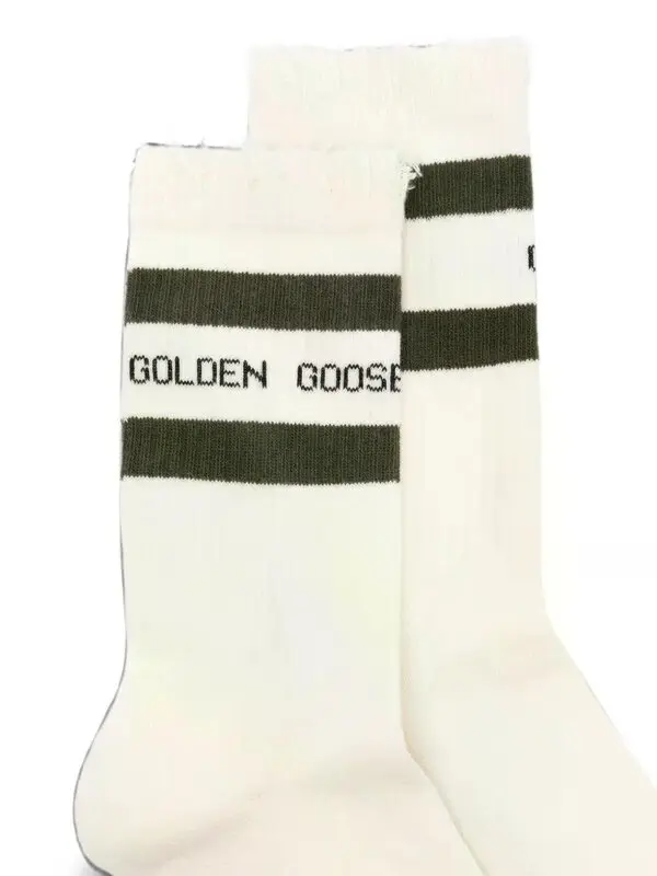 GOLDEN GOOSE Ribbed-knit Striped-detailing Socks