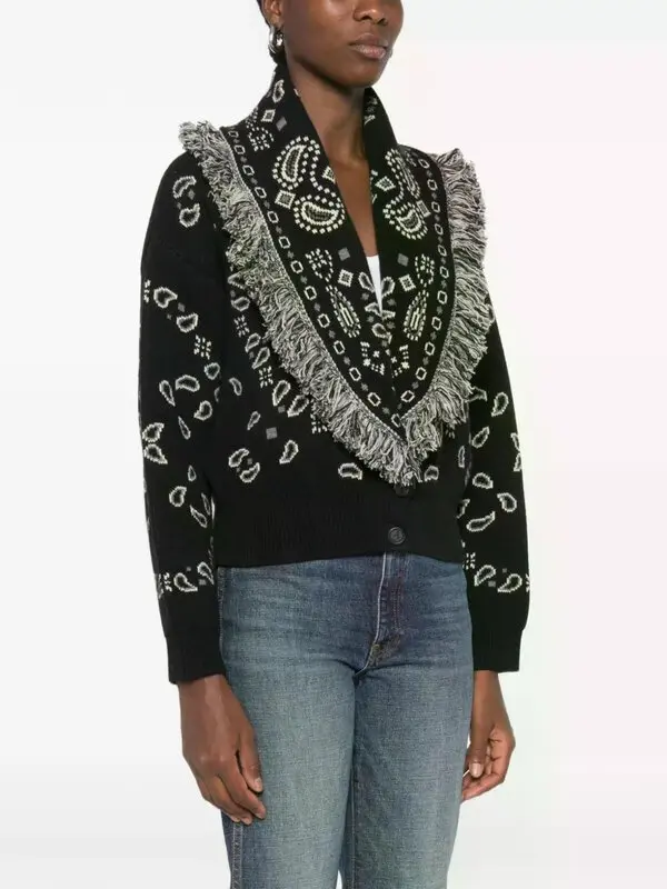 Alanui Paisley-jacquard Fringed Cardigan
