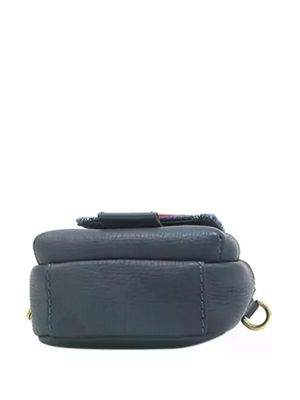 LOUIS VUITTON Monogram Denim And Taurillon Double Phone Pouch Crossbody Bag - Blue