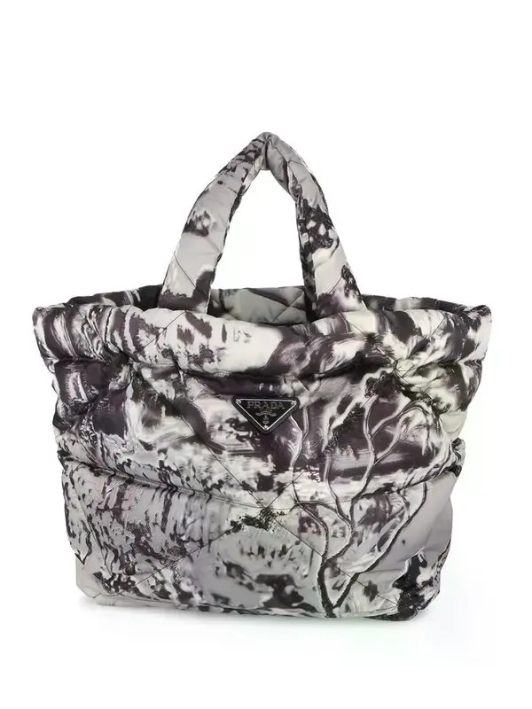 Prada 2000-2013 Re Nylon Printed Padded Tote Bag - Grey