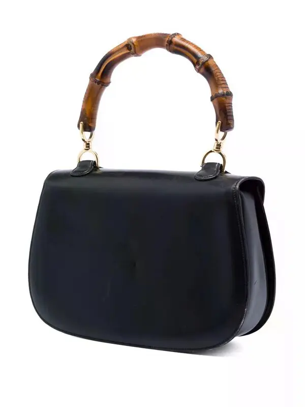 Gucci 20th Century Calfskin Bamboo Night Satchel - Black