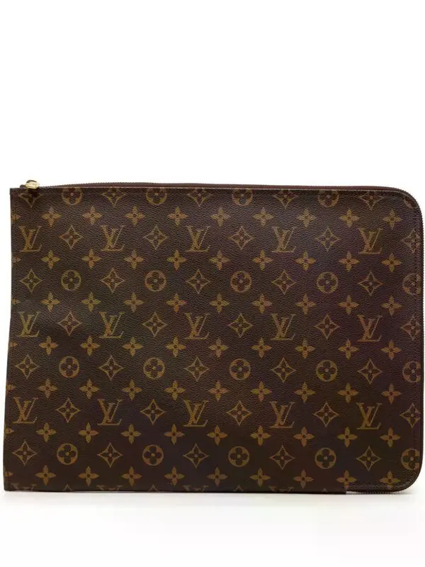 LOUIS VUITTON 1999 Monogram Poche Documents Portfolio Business Bag - Brown