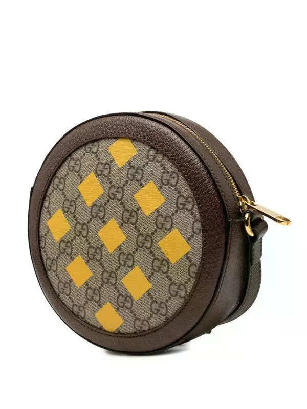 Gucci 2016-2026 Gg Supreme Web Ophidia Graphic Print Round Crossbody Bag - Neutrals
