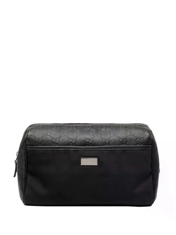 Gucci 2000-2015 Guccissima Trimmed Nylon Clutch Bag - Black