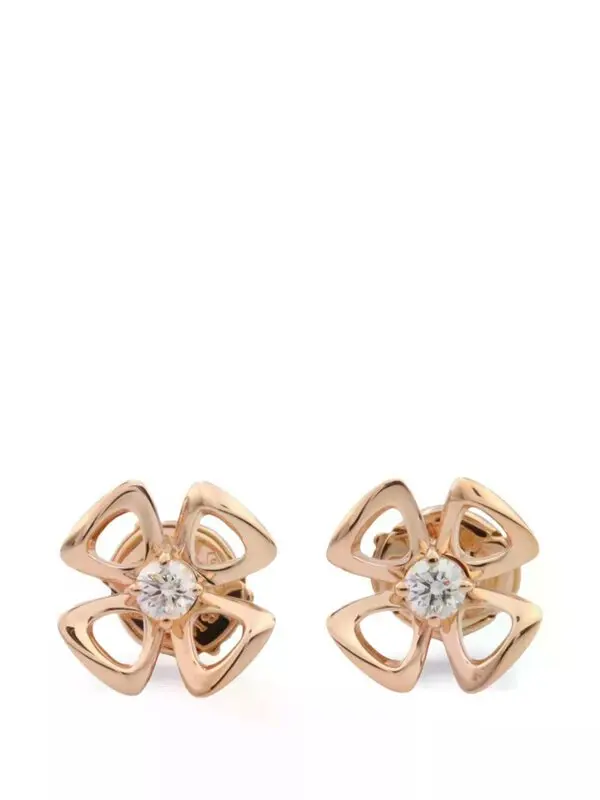 BVLGARI Fiorever Diamond Earrings In 18k Rose Gold - Pink