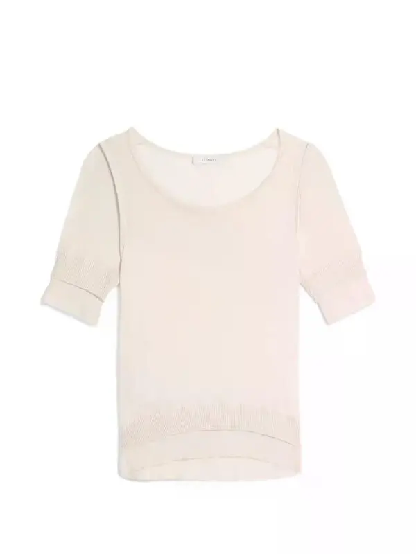 LEMAIRE Ribbed Knit Short Sleeve Top - Neutrals