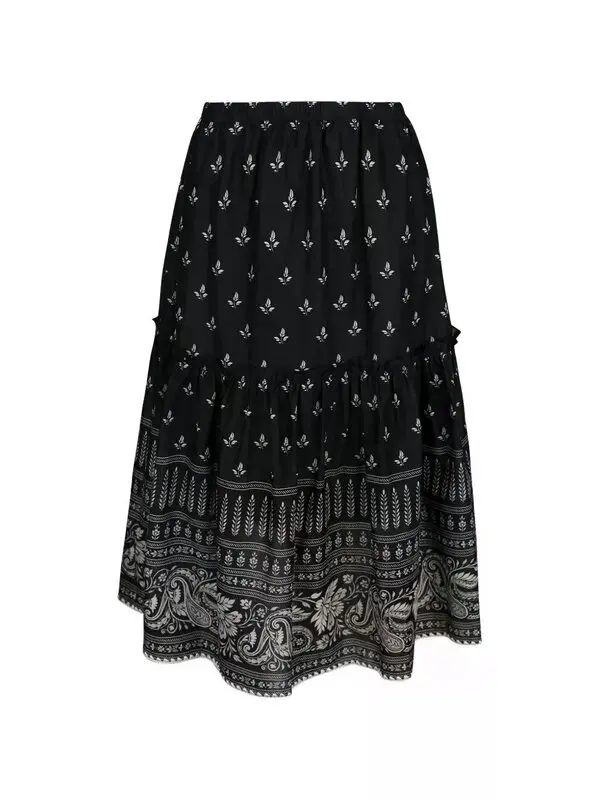 CHRISTY LYNN Barbara Tiered Floral-print Skirt - Black