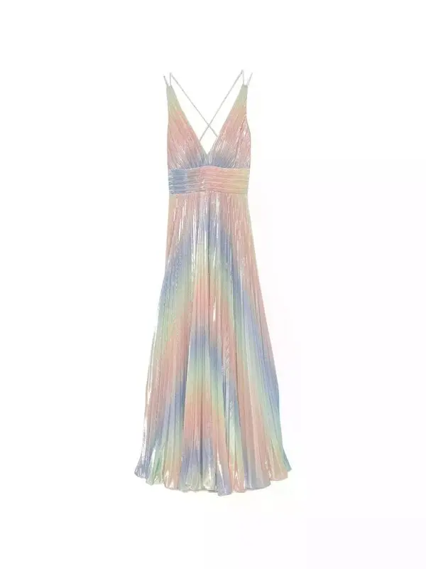 ALLURE Pleated Metallic-effect Maxi Dress