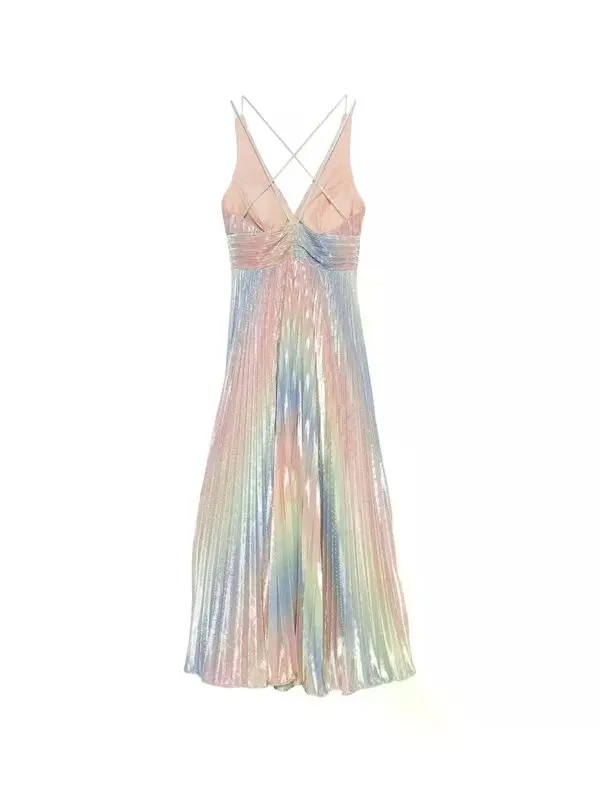 ALLURE Pleated Metallic-effect Maxi Dress