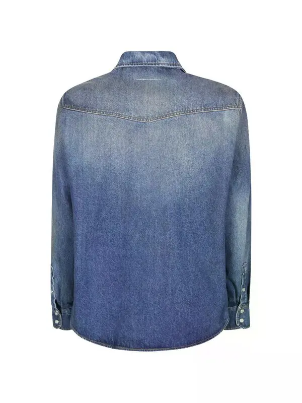 MAISON MARGIELA Logo-print Denim Overshirt - Blue