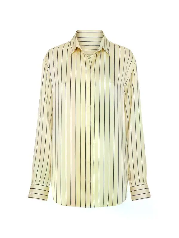 Staud Nolan Pinstripe Silk Shirt