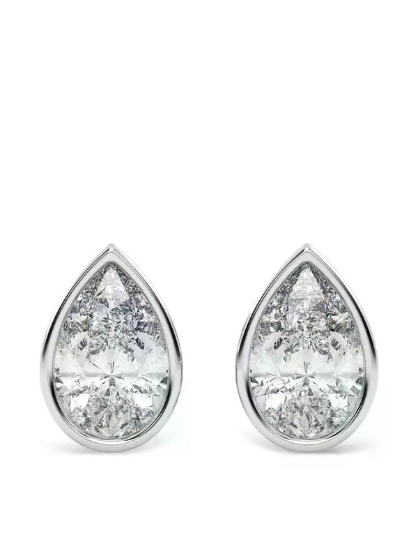 Diamond Essentials 14k White Gold Lab-grown Pear-cut Diamond Solitaire Stud Earrings - Silver
