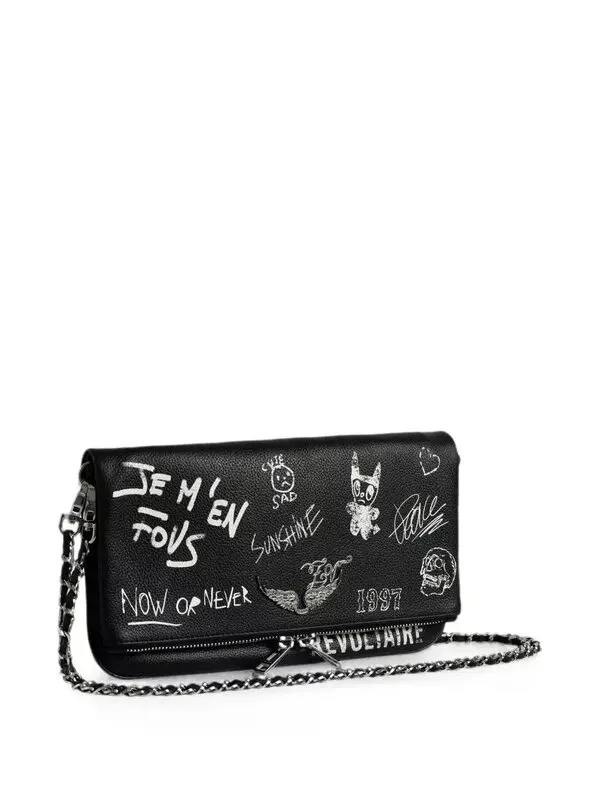 Zadig&Voltaire Rock Arty Tag Clutch In Grained Leather