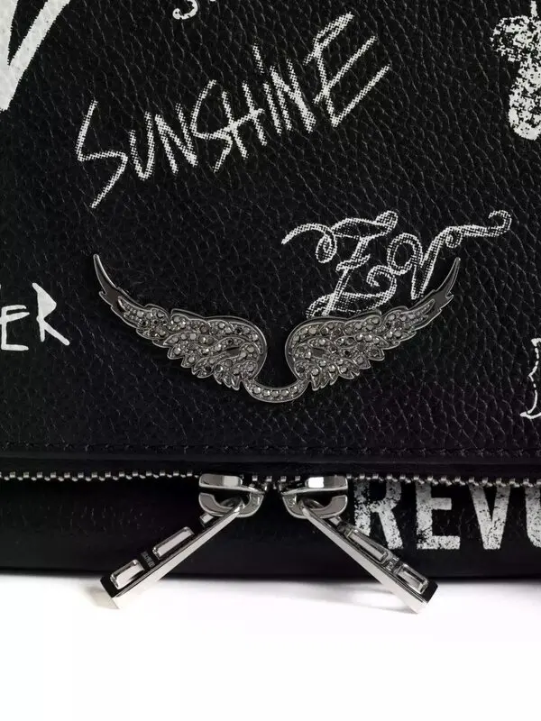 Zadig&Voltaire Rock Arty Tag Clutch In Grained Leather