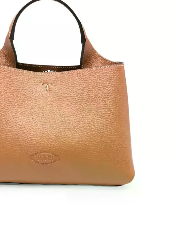 TOD'S Grained Leather Tote Bag With T-logo