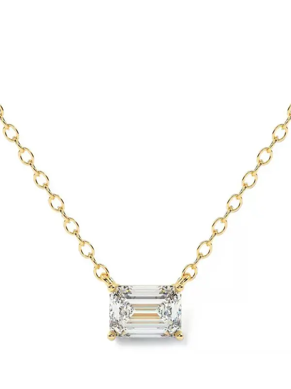 DIAMOND ESSENTIALS 14k Yellow Emerald-cut Diamond Solitaire Pendant Necklace - Gold
