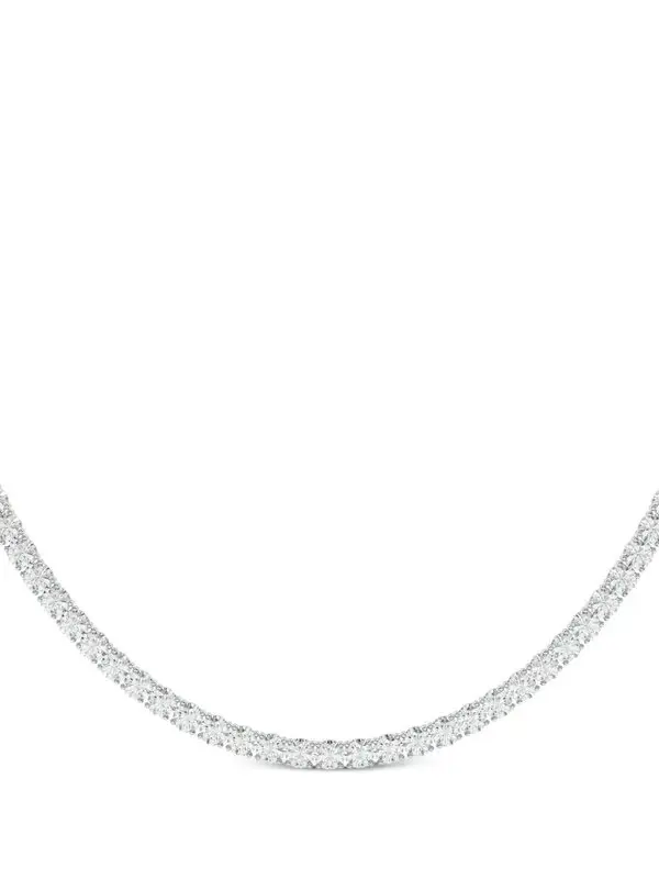 DIAMOND ESSENTIALS 14k White Gold 7.0 Carat Tennis Necklace - Silver