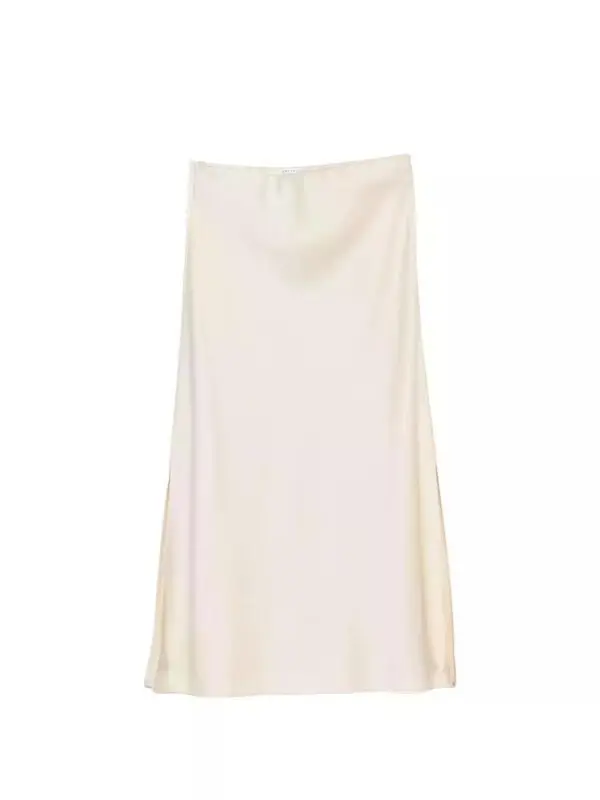 Brunello Cucinelli Satin Finish Side Slit Midi Skirt - Neutrals