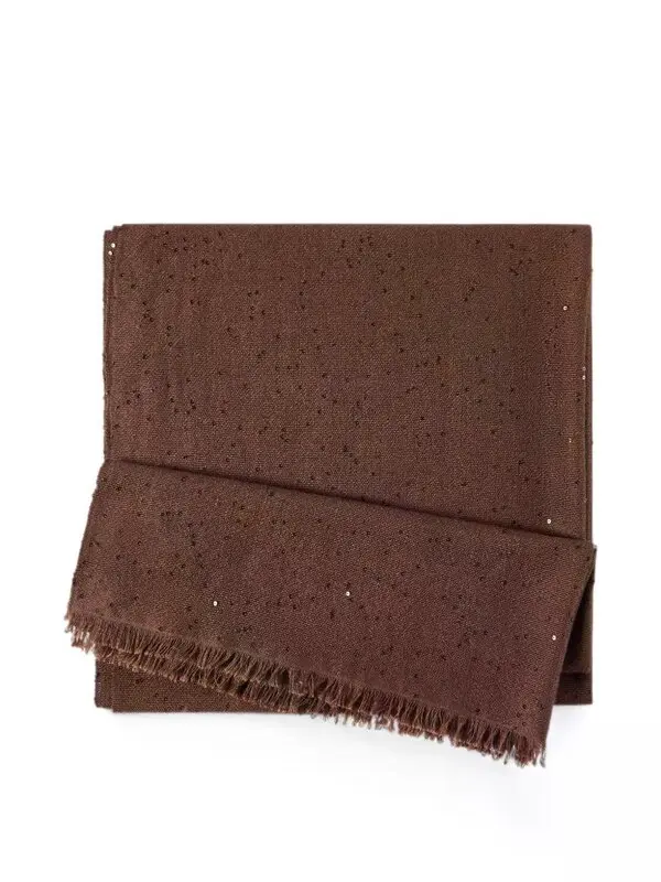 Brunello Cucinelli Sequin-embellished Frayed Scarf - Brown