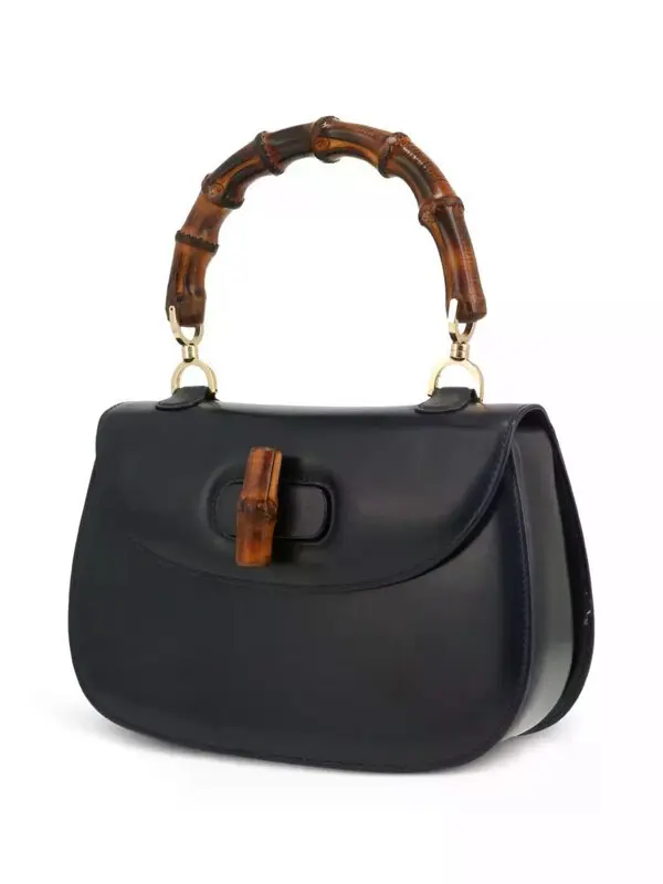 Gucci 1990s Bamboo Top-handle Shoulder Bag - Blue