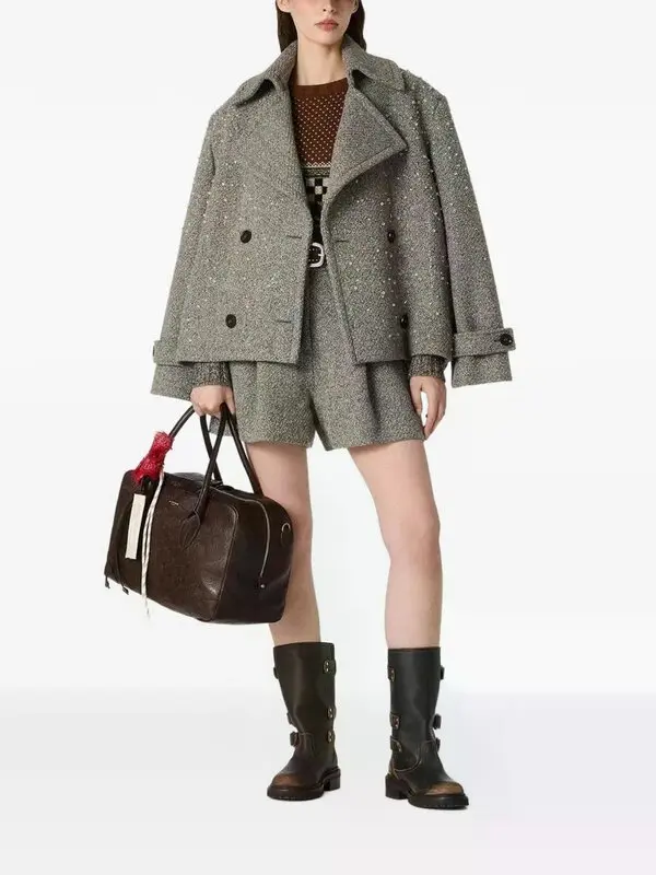 GOLDEN GOOSE Ryanna Mélange Virgin Wool Shorts - Grey