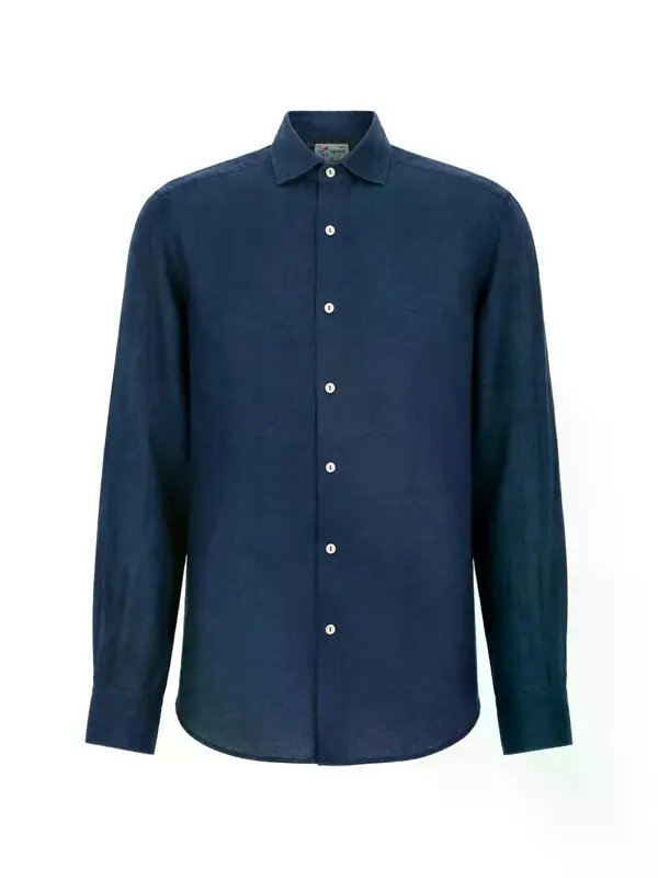 MC2 SAINT BARTH Long-sleeved Linen Shirt - Blue