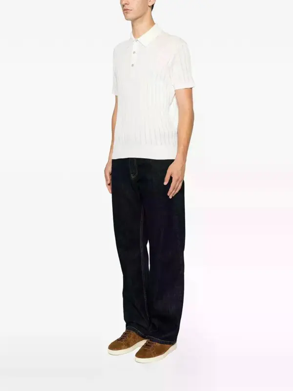 TOM FORD Ribbed-knit Short-sleeve Polo Shirt