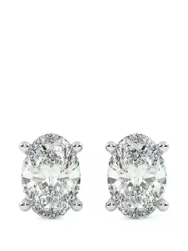 Diamond Essentials 14kt White Gold Oval-cut Diamond Earrings