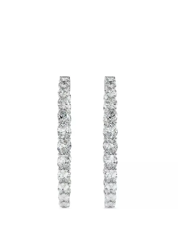 Diamond Essentials 14k White Gold 8.0 Carat Round-cut Diamond Hoop Earrings