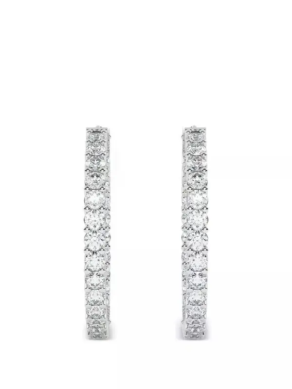 DIAMOND ESSENTIALS 14k White Gold Diamond Hoop Earrings - Silver