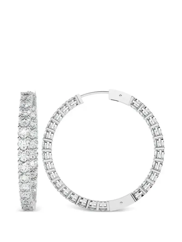 DIAMOND ESSENTIALS 14k White Gold Diamond Hoop Earrings