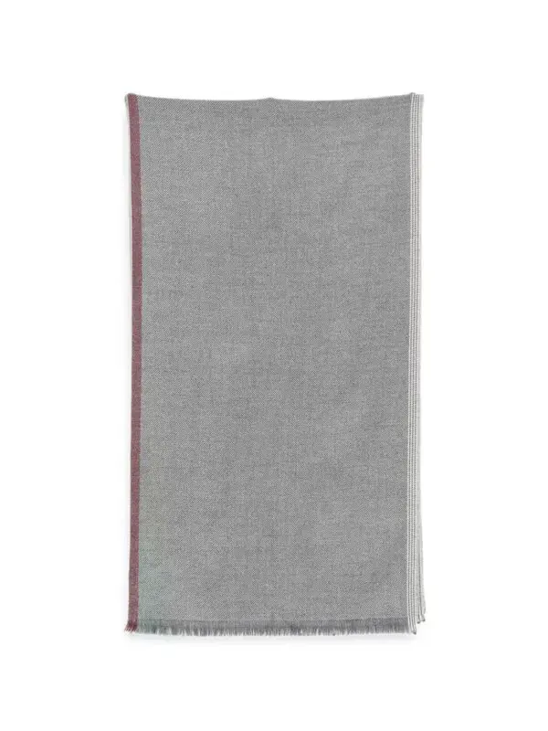 Brunello Cucinelli Herringbone-weave Frayed Scarf - Grey
