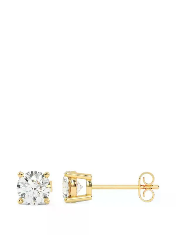 Diamond Essentials 14k Yellow Laboratory-grown Round Brilliant-cut Diamond Stud Earrings 1 Carat Total