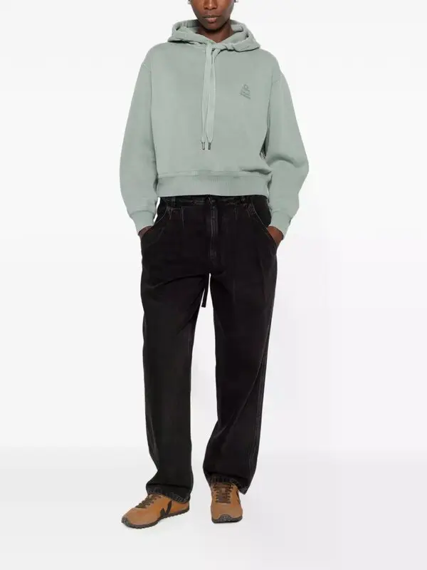 MARANT ETOILE Salmy Embroidered Drawstring Hoodie - Green