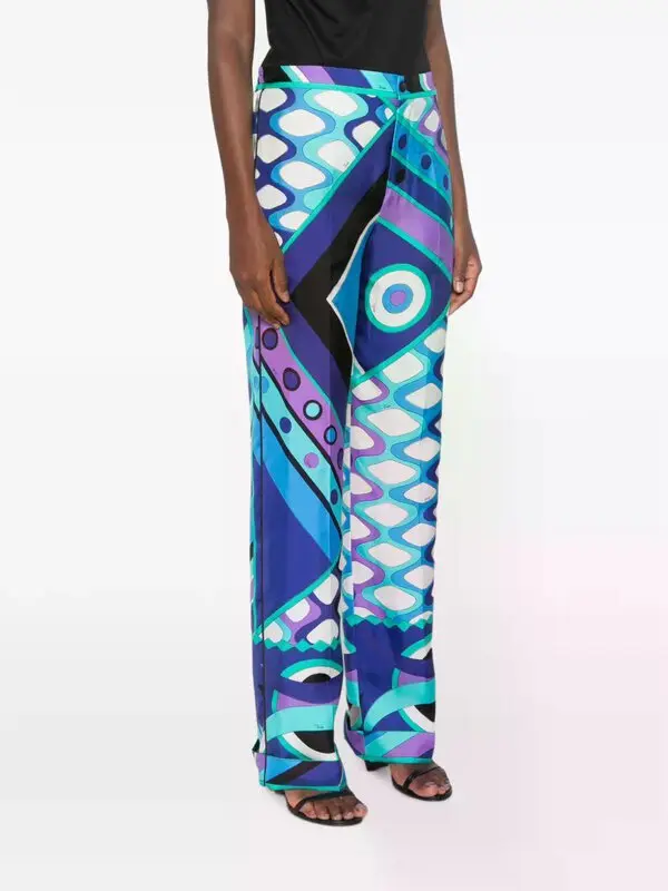 Emilio Pucci Geometric Print Silk Trousers