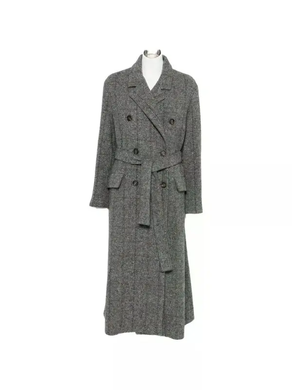 Brunello Cucinelli Checked Double-breasted Coat - Grey