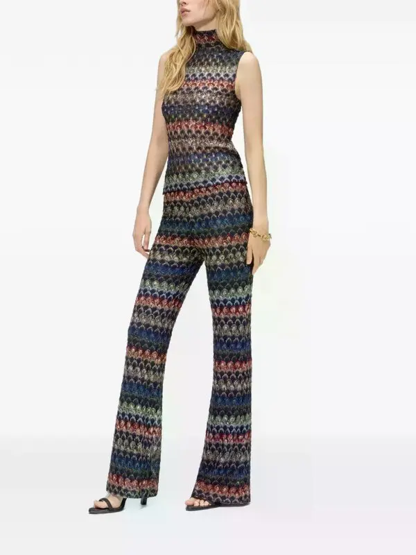 Missoni Geometric Pattern Knit Trousers - Blue