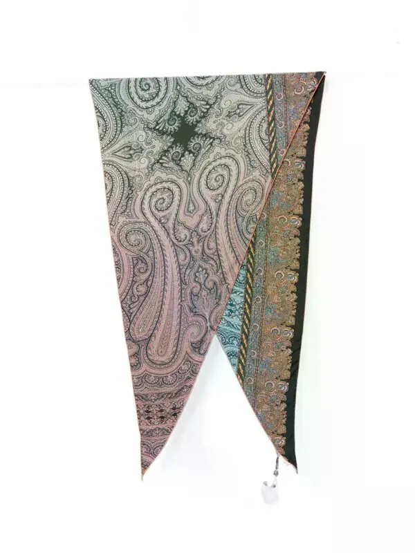 PIERRE-LOUIS MASCIA Paisley-print Triangular Scarf - Grey