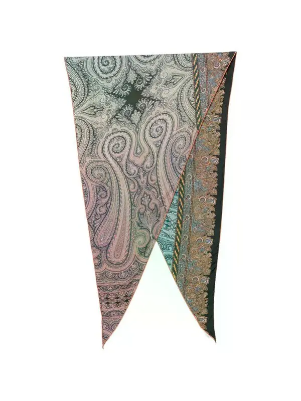 PIERRE-LOUIS MASCIA Paisley-print Triangular Scarf - Grey
