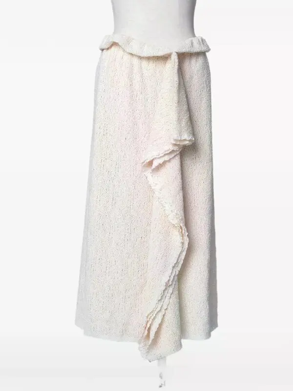 MULLER OF YOSHIOKUBO Textured Midi Skirt With Side Fringe - White