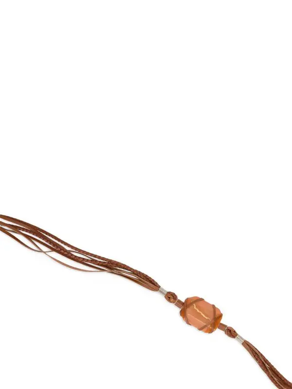 Alberta Ferretti Fringed Stone-embellished Belt - Brown