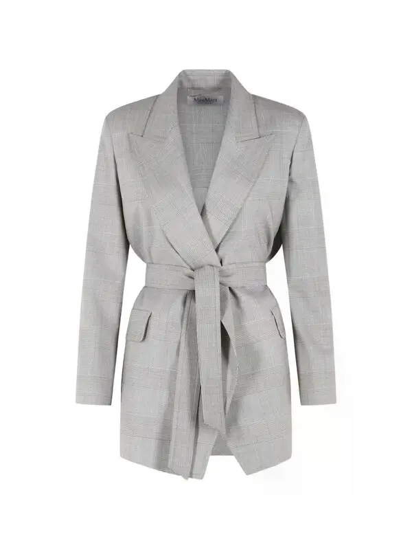 Max Mara Nasello Prince Of Wales Wool Jacket - Grey
