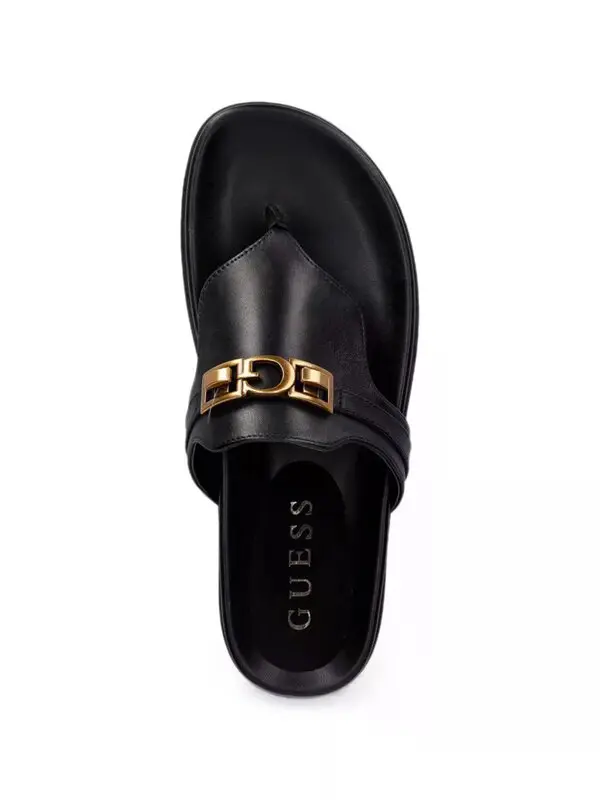 Guess Logo-plaque Leather Flip-flops