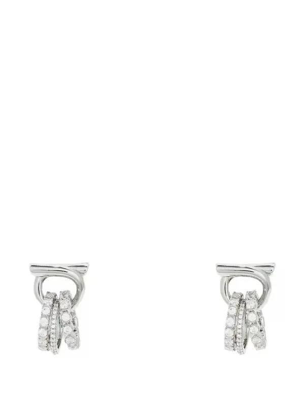 FERRAGAMO Gancini Crystal-embellished Earrings - Silver
