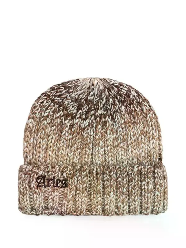 Aries Logo-embroidered Ribbed-knit Beanie Hat