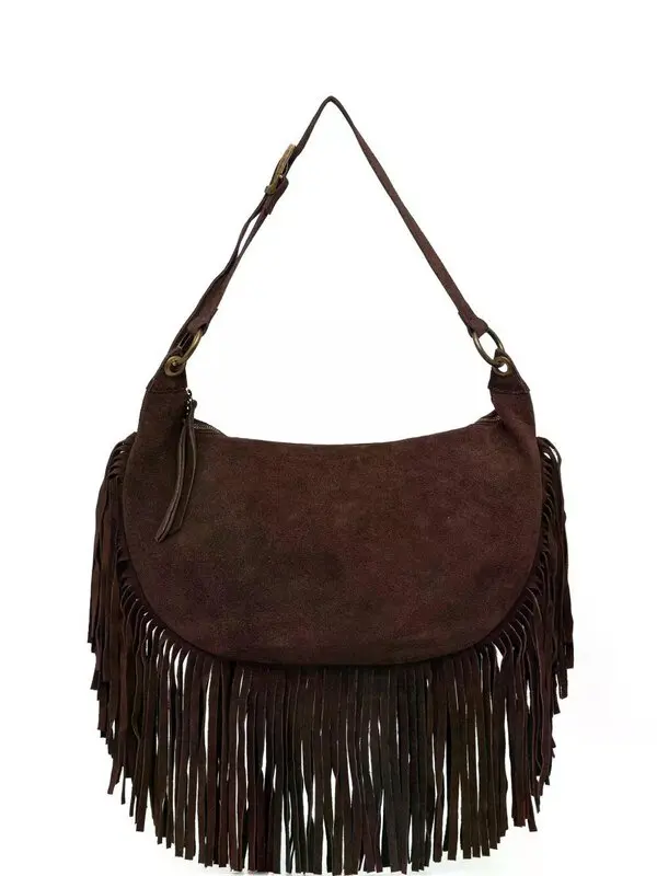 VICOLO Fringe-trim Suede Shoulder Bag