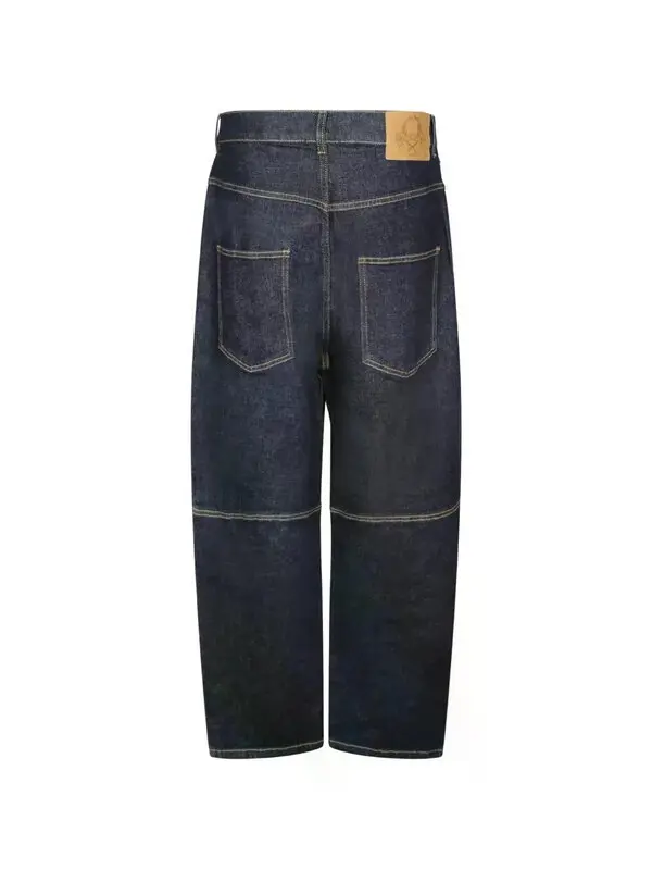 Moschino Heart-motif Frayed Wide-leg Jeans - Blue