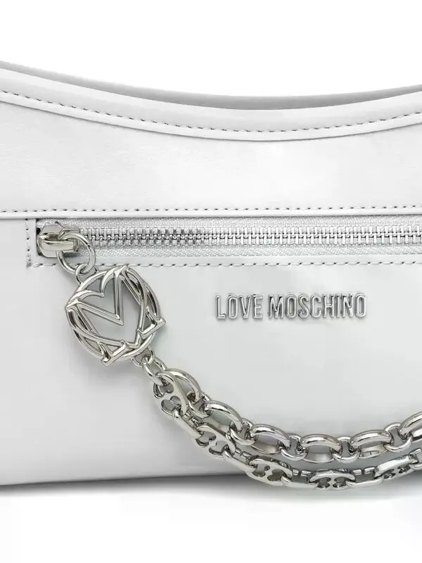 Moschino Logo Lettering Chain Detail Shoulder Bag - Grey
