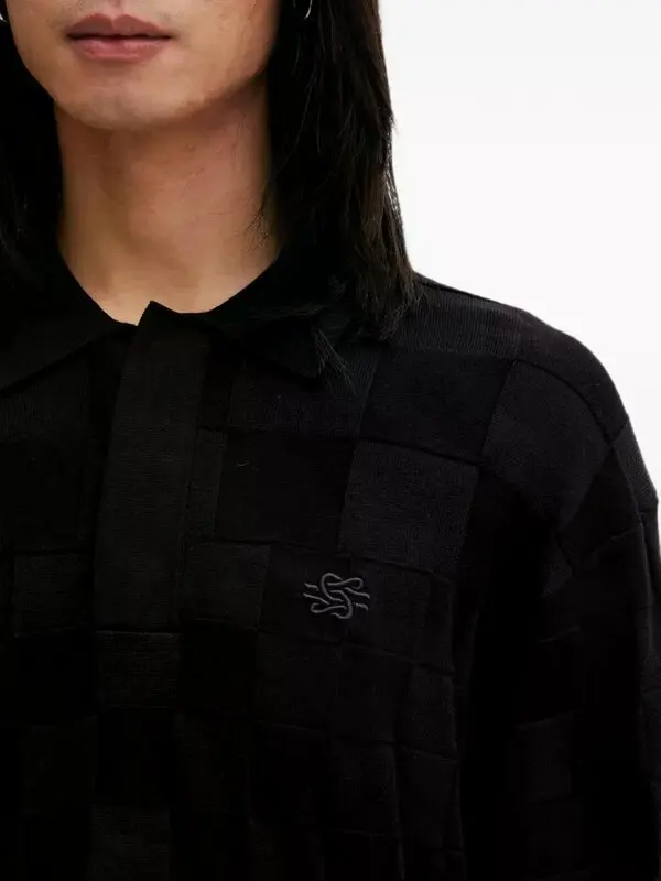 Filling Pieces Rugby Check-pattern Logo-embroidered Sweatshirt